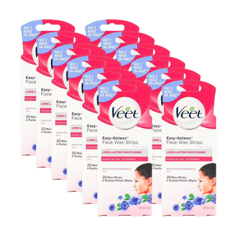 12 x Veet Easy-Gel Face Wax Strips 20 Pack – On Trend Beauty